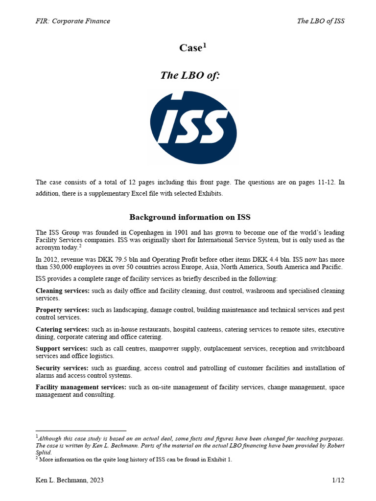 Case 3 LBO of ISS - 2023 | PDF