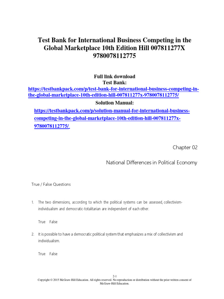 Test Bank For International Business Competing in The Global ...