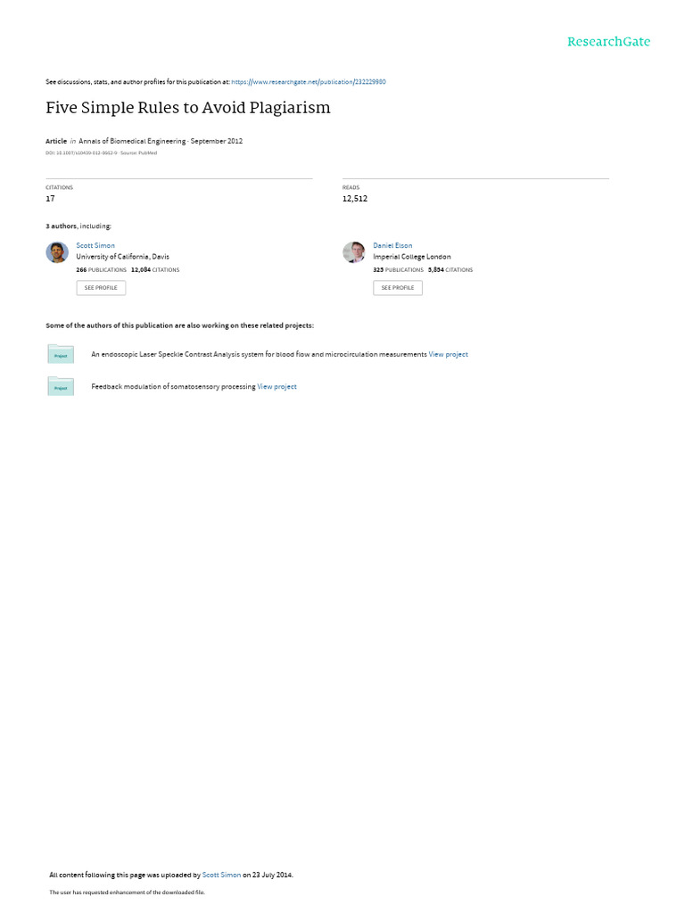 Five Simple Rules To Avoid Plagiarism | PDF