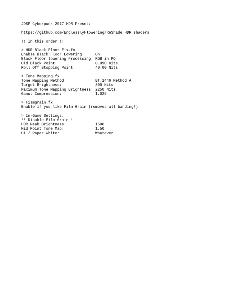 JDSP Cyberpunk 2077 HDR Preset | PDF