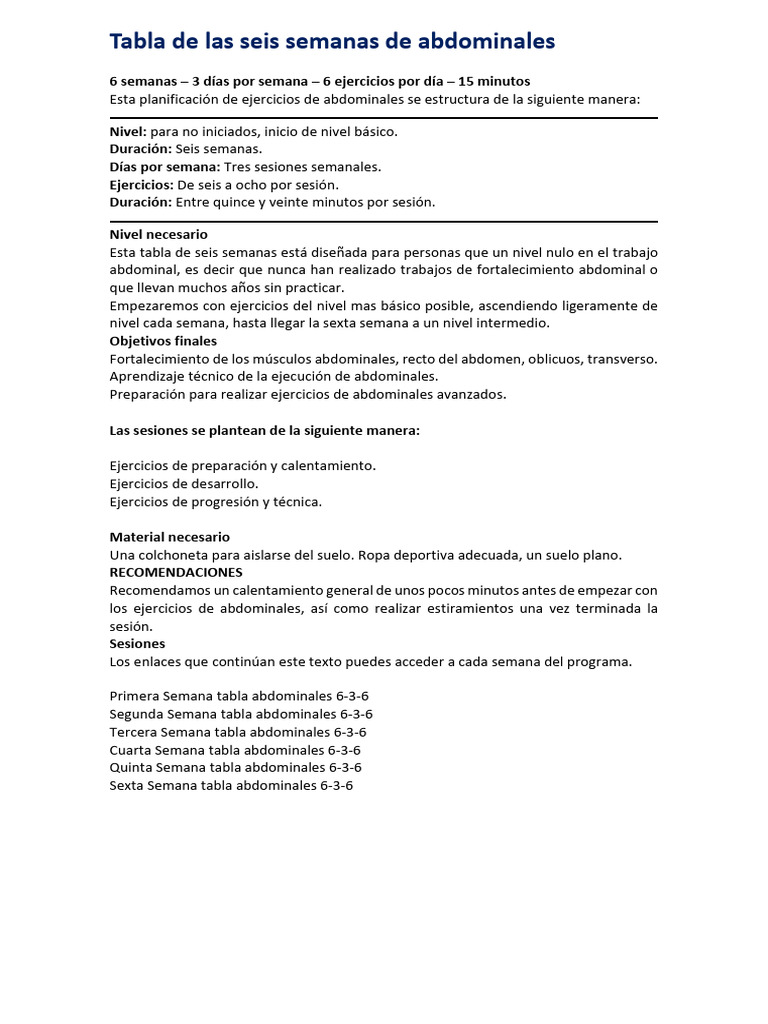 Abs 6 Semanas | PDF