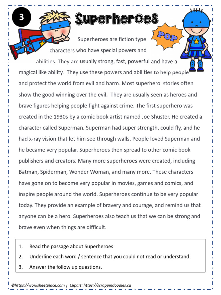 Superheroes Reading-Comprehension-Worksheet | PDF Superheroes Reading-Comprehension-Worksheet | PDF