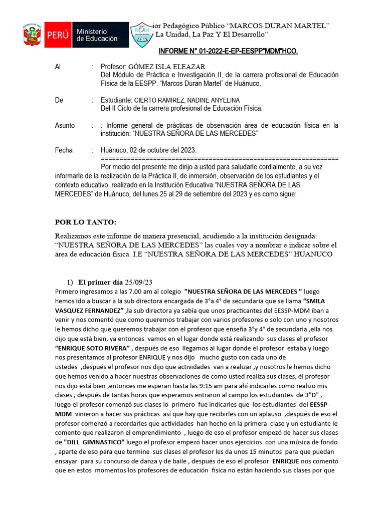 Informe Práct. I (ANYELINA) - 1 | PDF