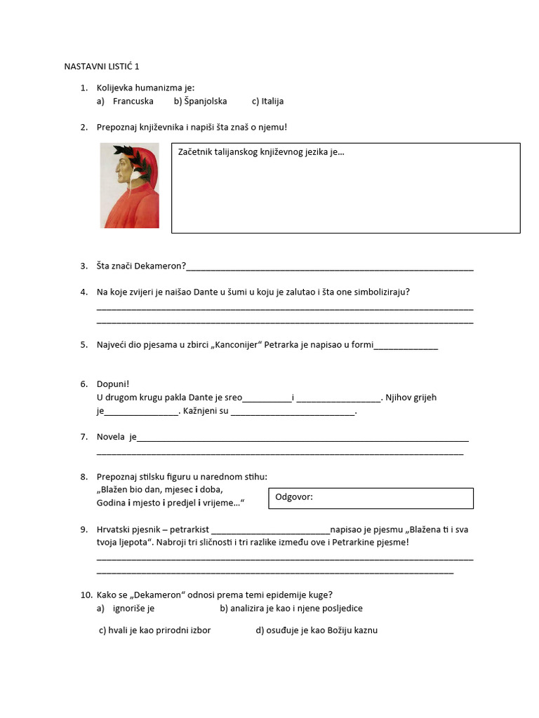 Nastavni Listić 2 | PDF