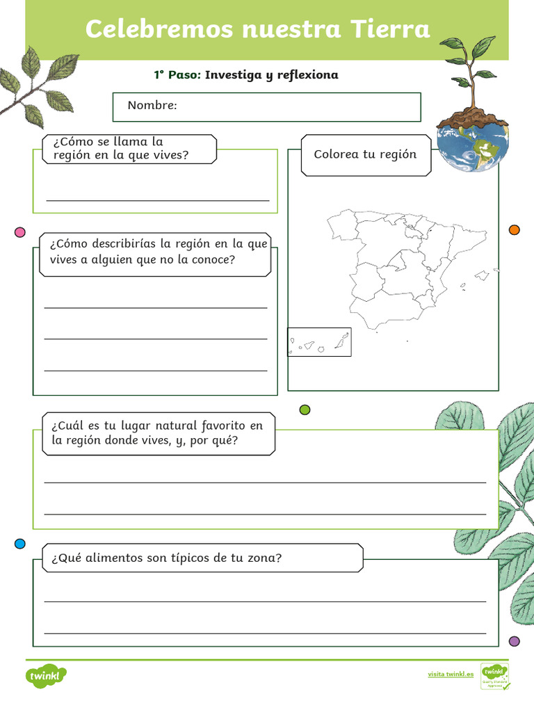 Ficha de Actividad Celebremos Nuestra Tierra 1 | PDF