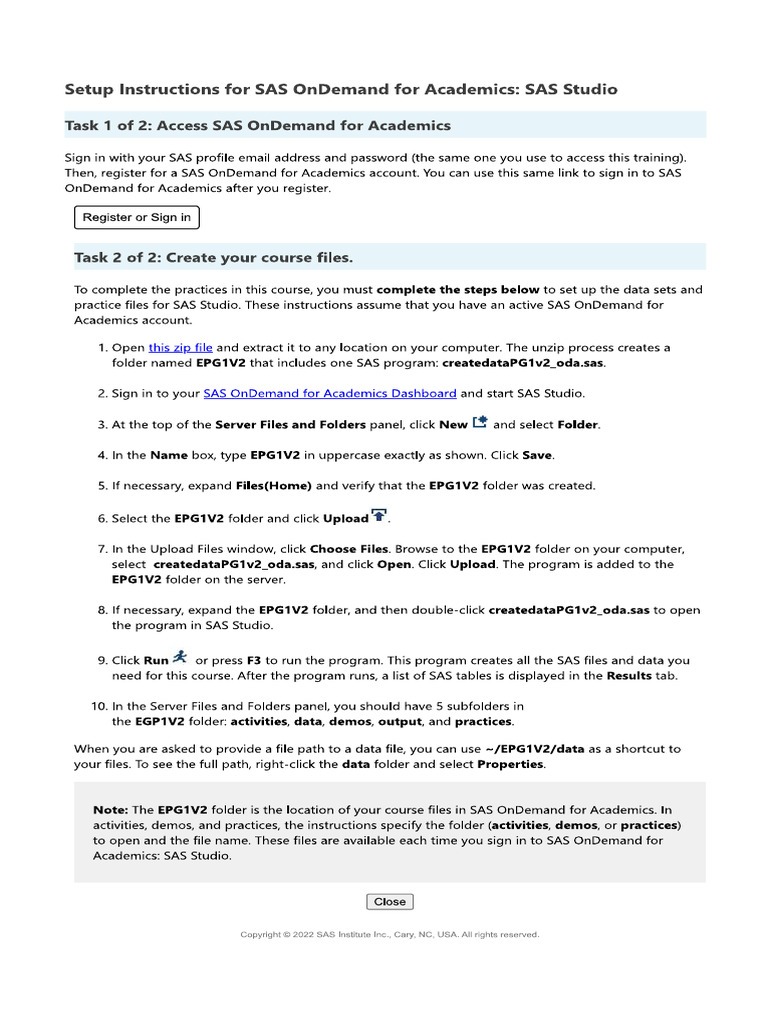 Setup Instructions For SAS OnDemand For Academics | PDF