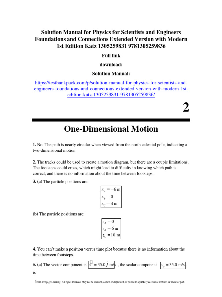 Solution Manual for Physics for Scientists and Engineers Foundations and Connections Extended ...
