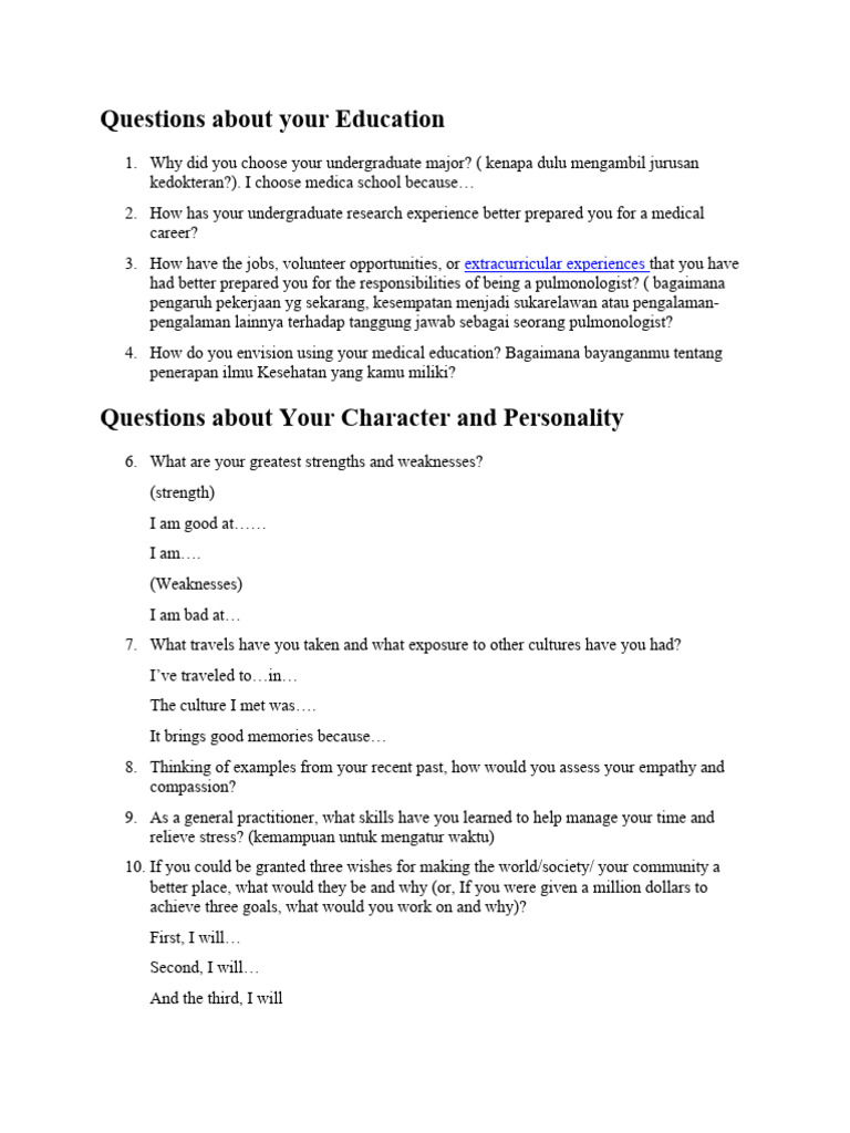 Interview in English: Questions About Your Education | PDF | Career ...