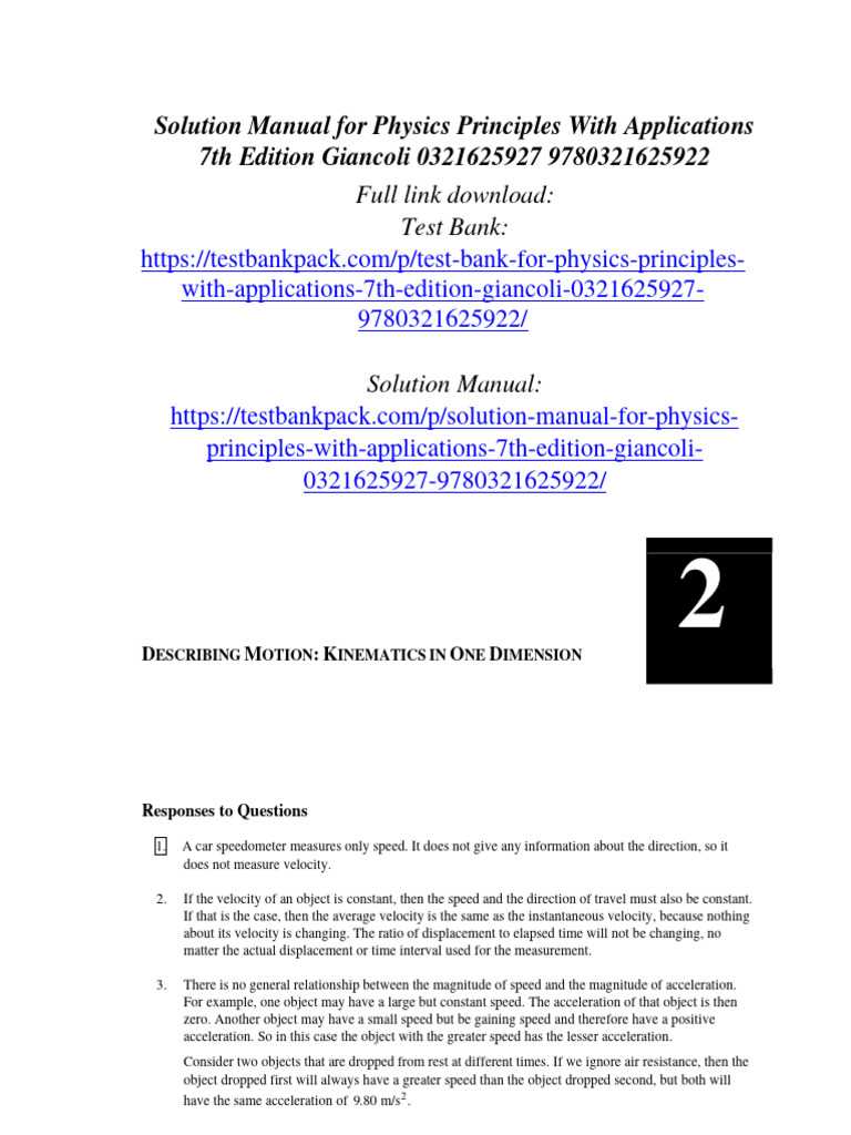 Solution Manual For Physics Principles With Applications 7th Edition Giancoli 0321625927 ...