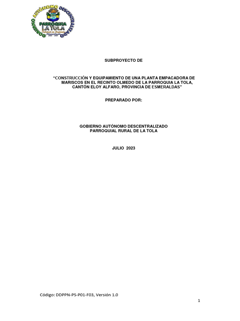 Formato Sub Proyecto-Signed-Signed (1) Planta para Empacar Mariscos Al ...