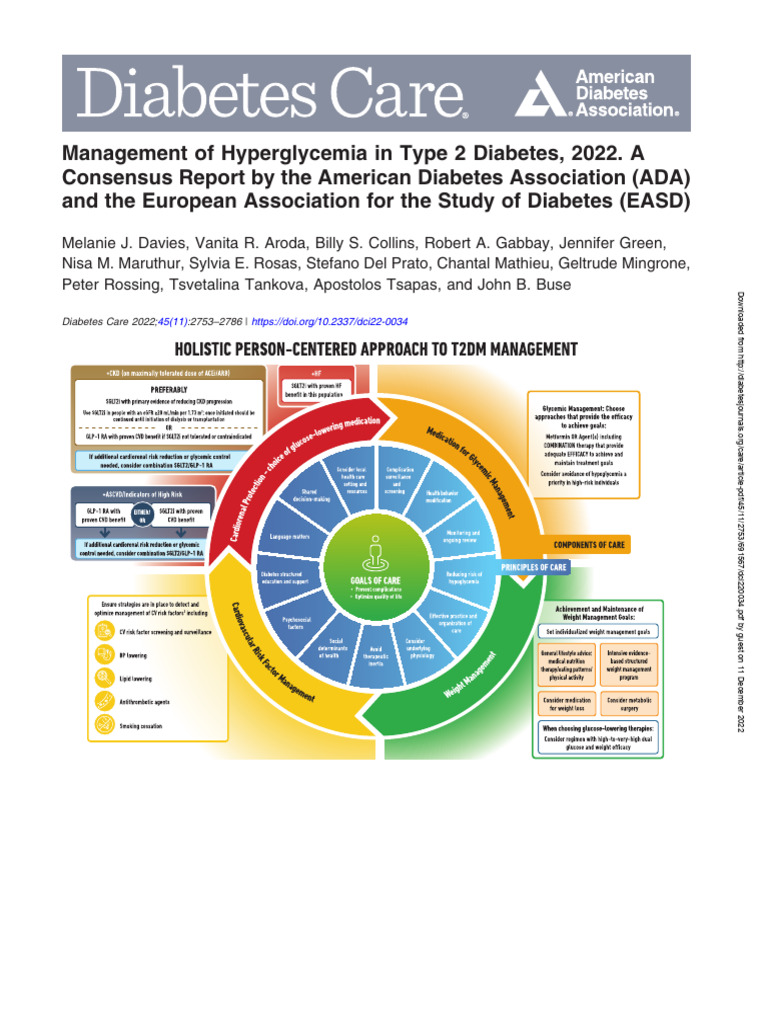 Management of Hyperglycemia in Type 2 Diabetes ADA EASD 2022 | PDF
