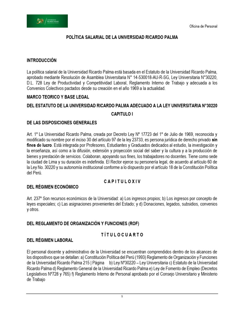 Politica Salarial Urp | PDF