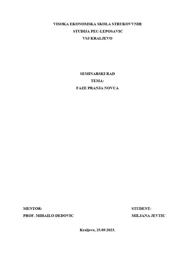 Faze Pranja Novca | PDF