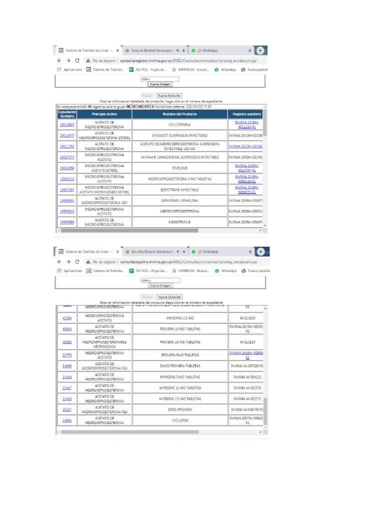 Pantallazo Invima FEMELIN | PDF