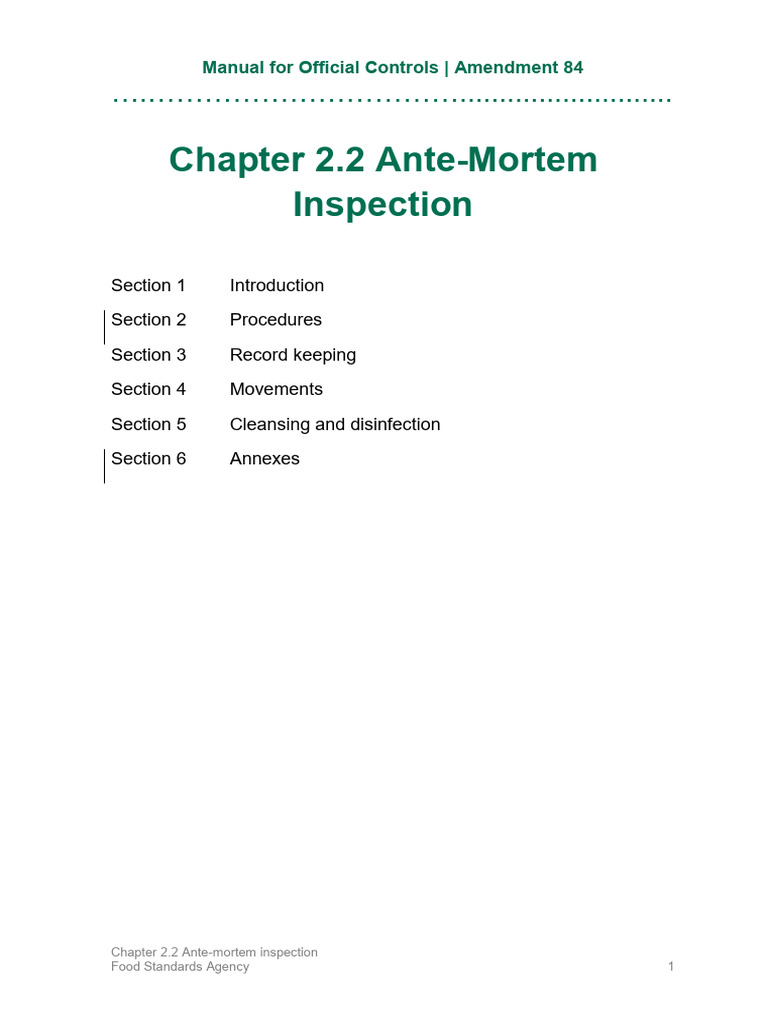 Ante-Mortem Inspection Guidelines | PDF | Slaughterhouse | Animal Slaughter