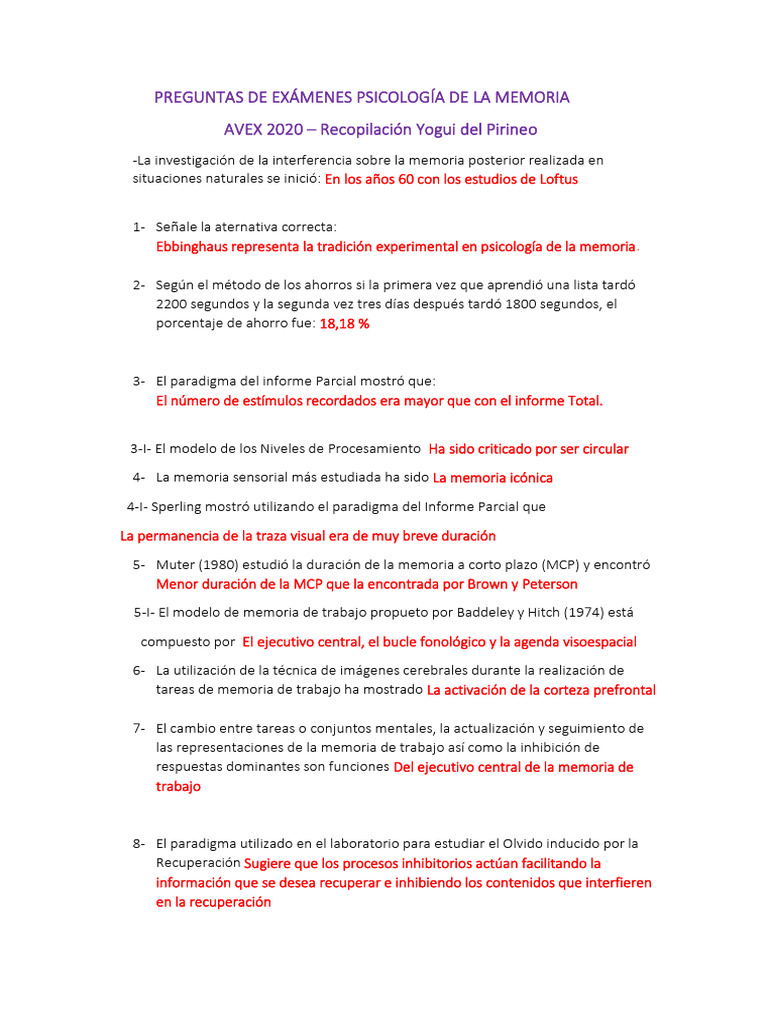 TODO MEMORIA- exámenes, preguntas, documentos pec 2021 | PDF