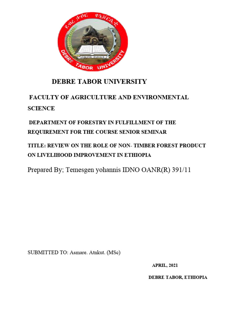Debre Tabor University: Faculty of Agriculture and Environmental Science | PDF | Technology ...