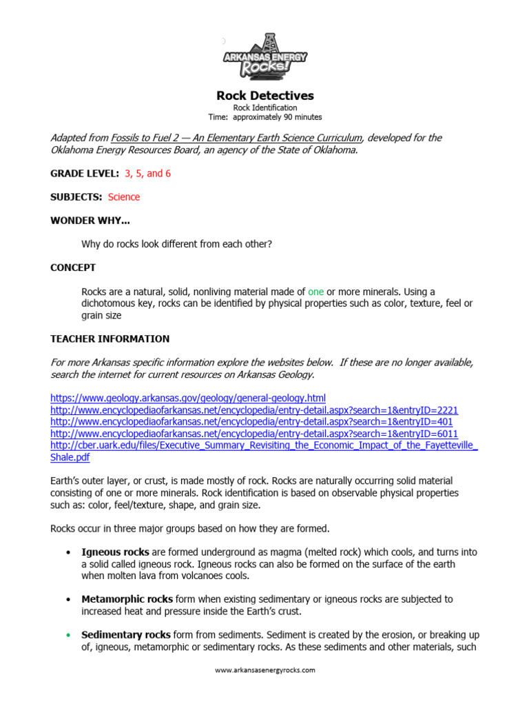 Rock Detectives Activity | PDF | Science & Mathematics | Social Science