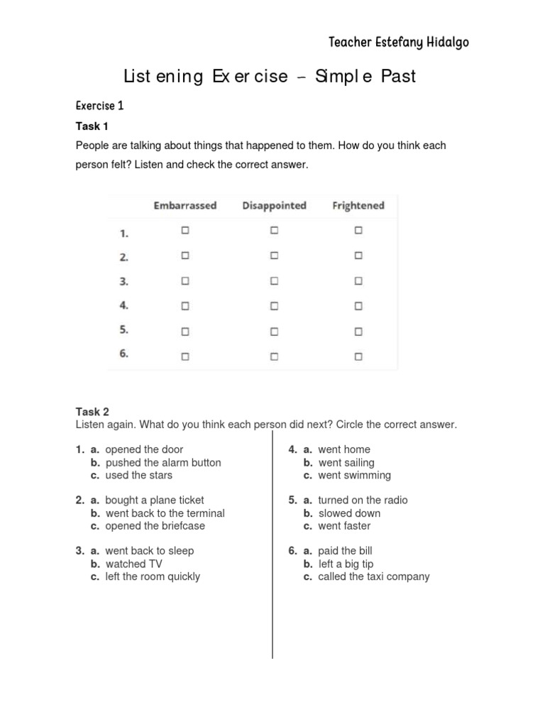 Simple Past Listening Exercises | PDF