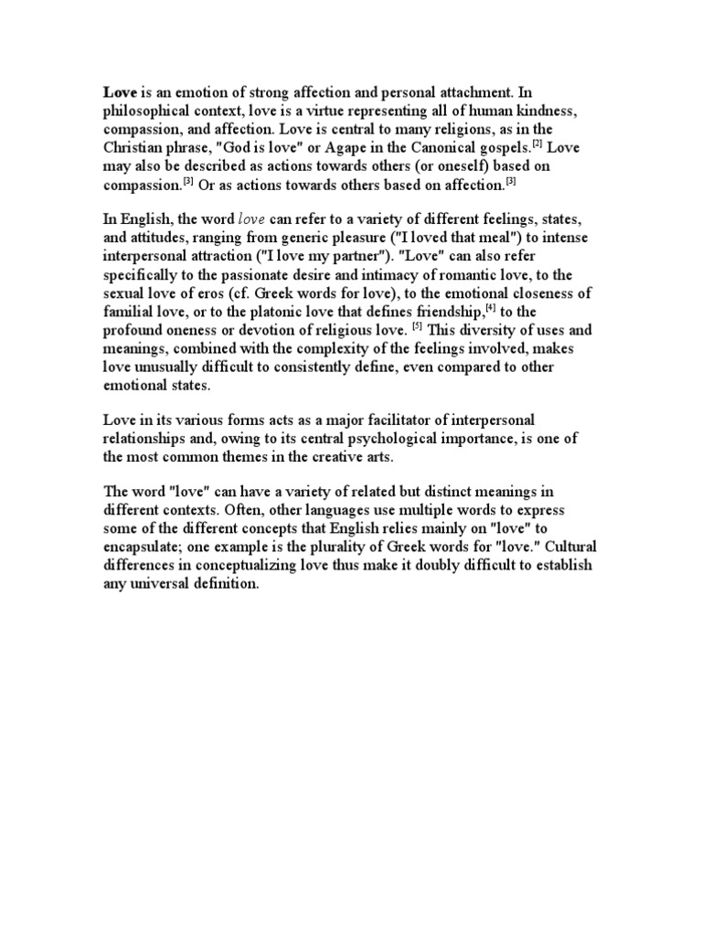 Understanding the Definition of Love | PDF | Interpersonal ...