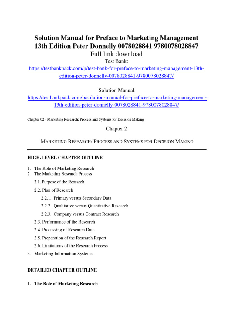 Solution Manual For Preface To Marketing Management 13th Edition Peter ...