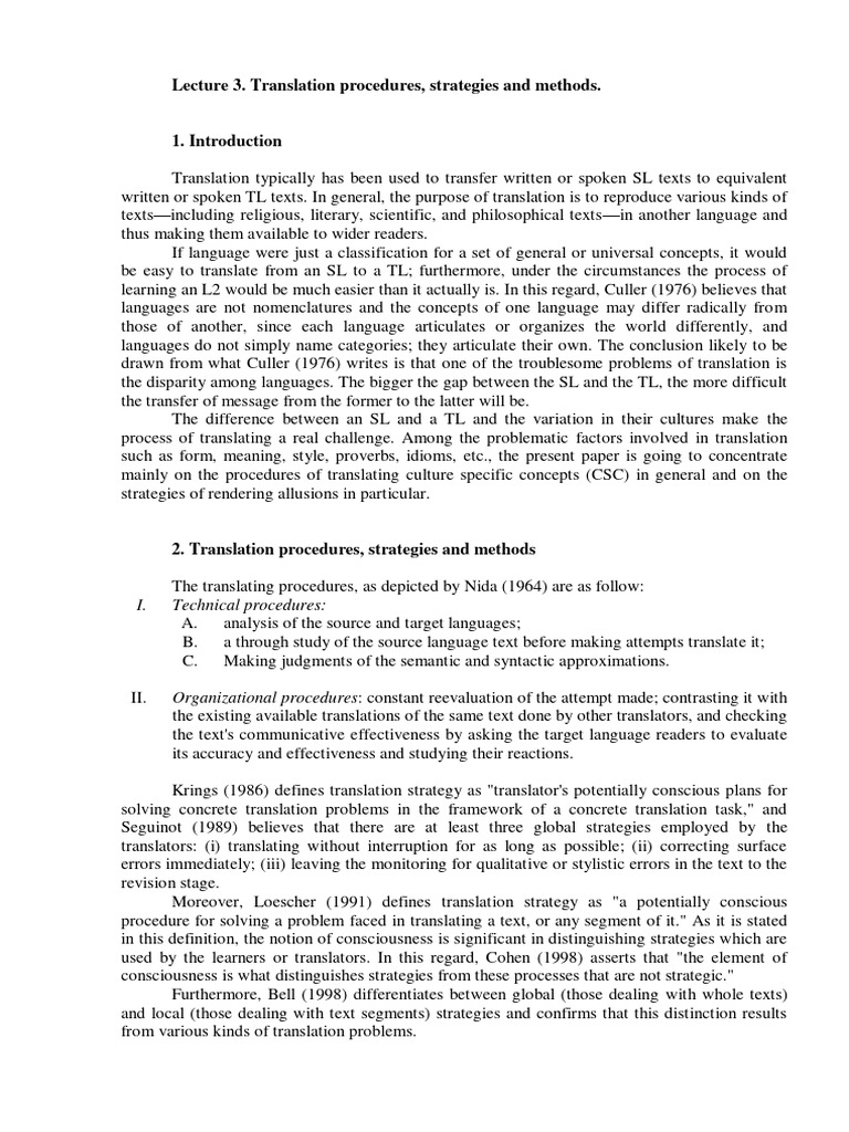 Lecture 3. Translation Techniques | PDF