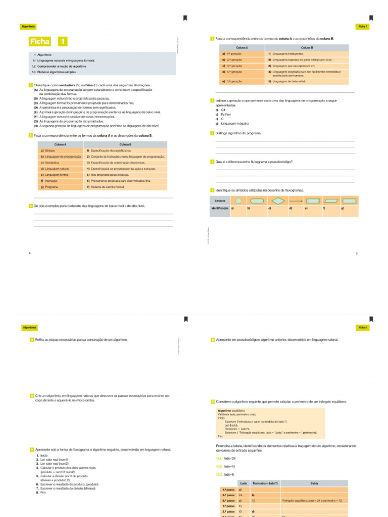 Algoritmia Ficha 01 | PDF