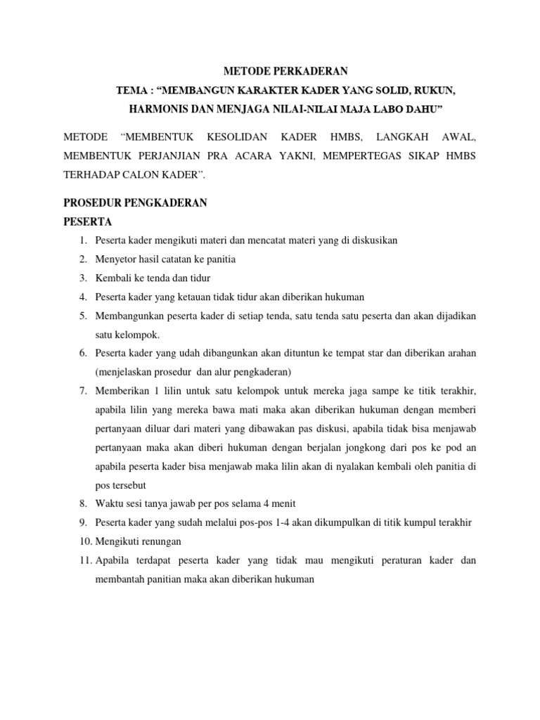 Prosedur Pengkaderan 1 | PDF
