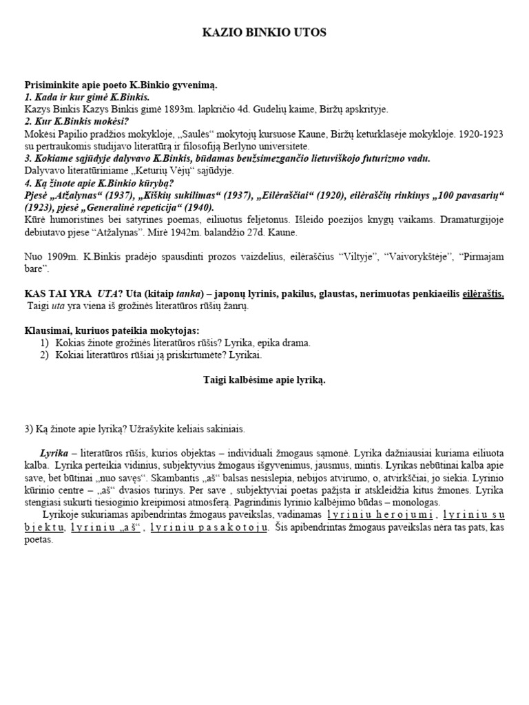K Binkis Utos - 2-Gimn - KL Priedai-Prie-Skaidriu | PDF