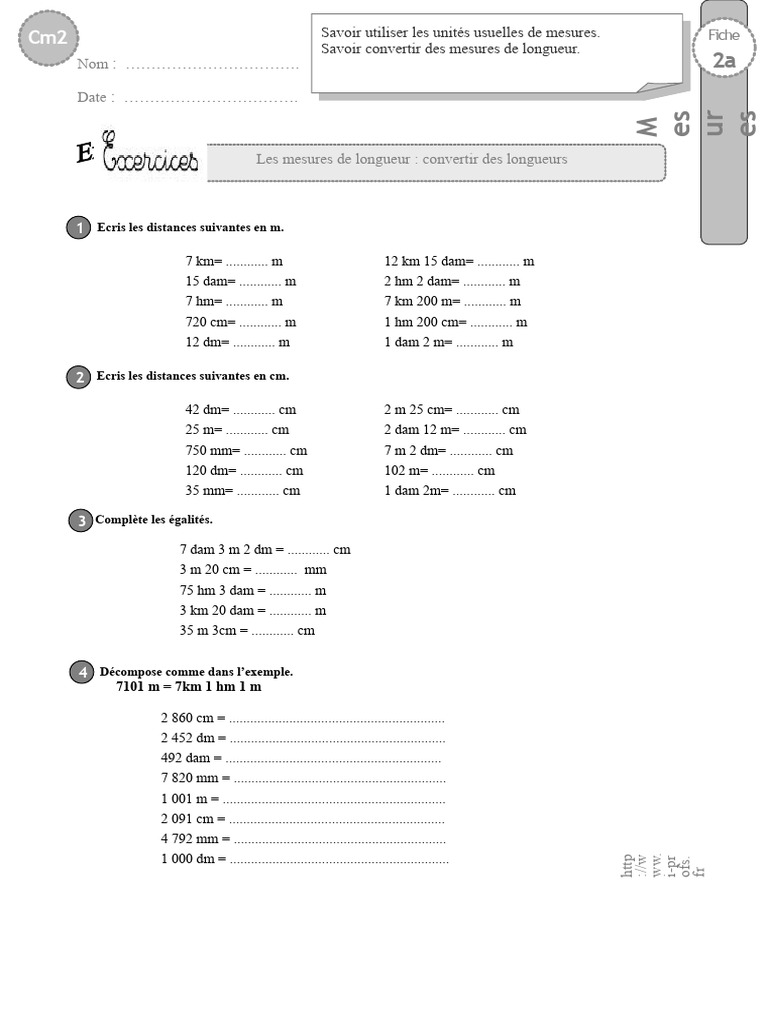 cm2 Exercices Longueurs Convertir | PDF