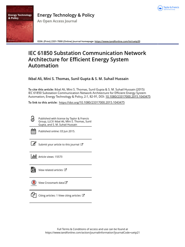 Iec 61850 Substation Communication Network Architecture For Efficient Energy System Automation Pdf