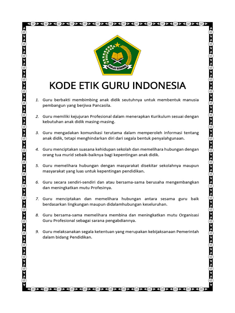 Kode Etik Guru Indonesia | PDF