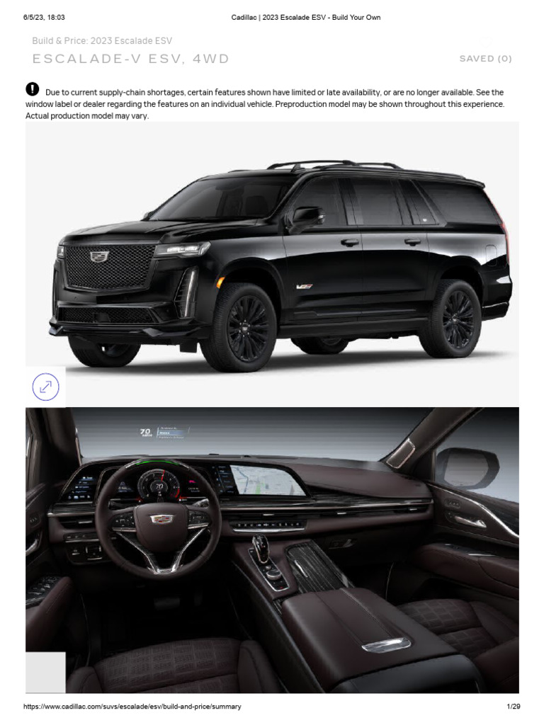 2023 Cadillac Escalade Esv Configurations
