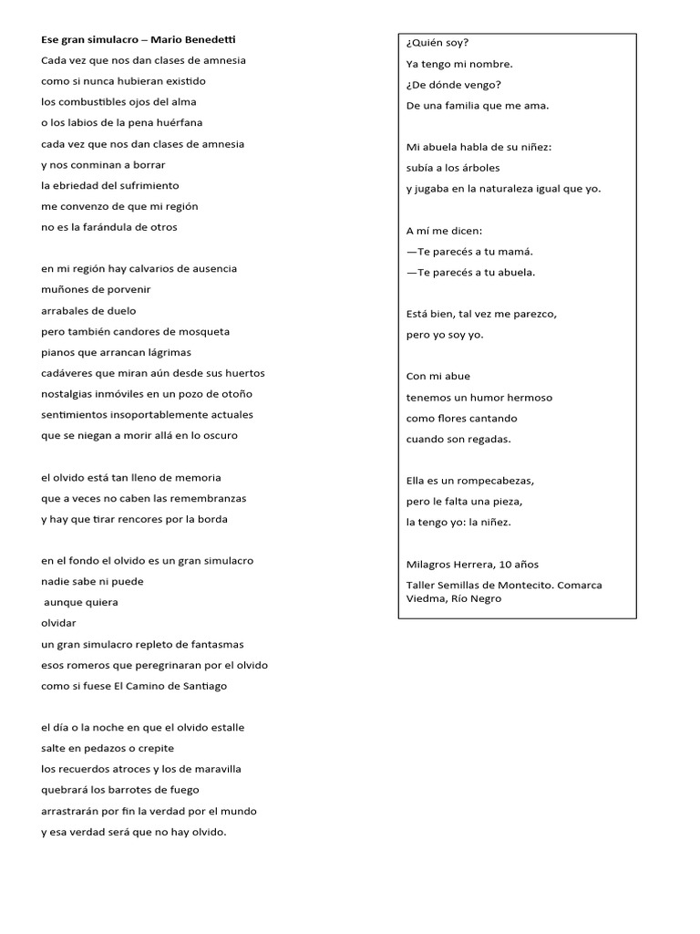 Dossier de Poemas Sobre Identidad y Memoria | PDF