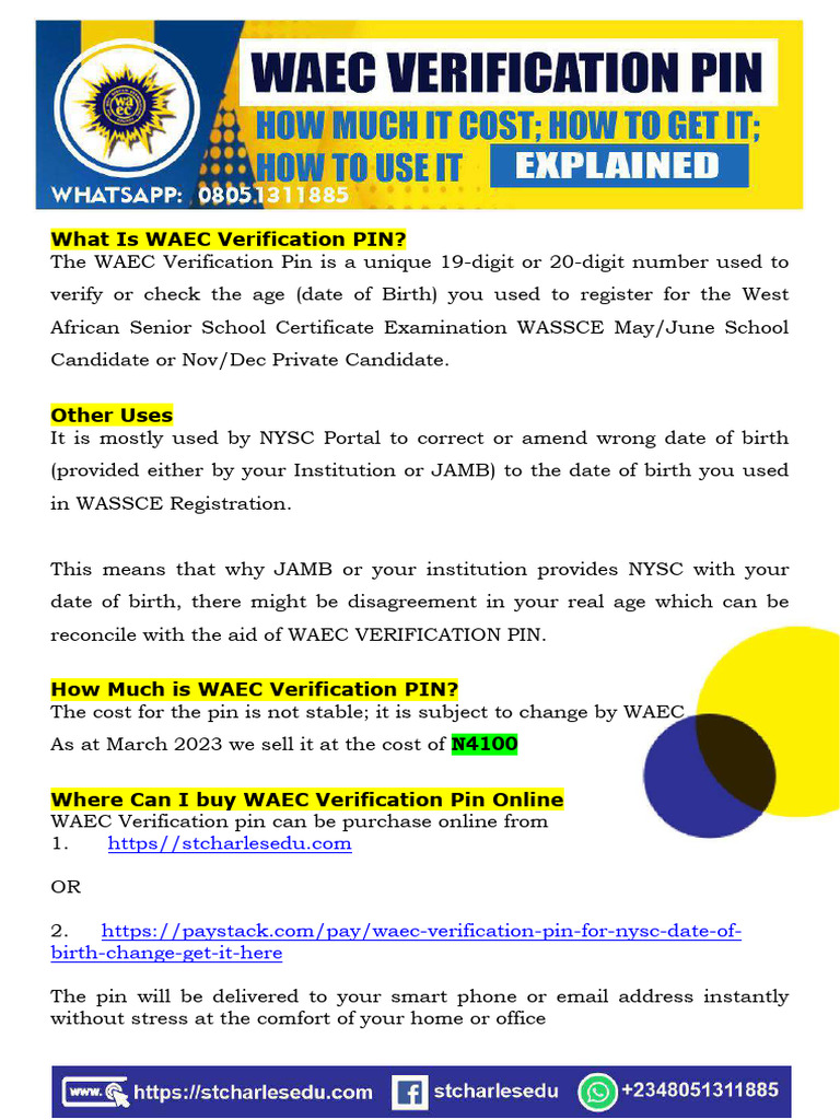 How To Get WAEC Verification PIN For NYSC | PDF | Finance & Money ...