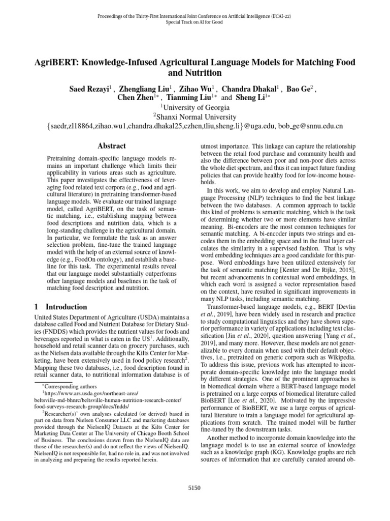 AgriBERT - Knowledge-Infused Agricultural Language Models For Matching ...