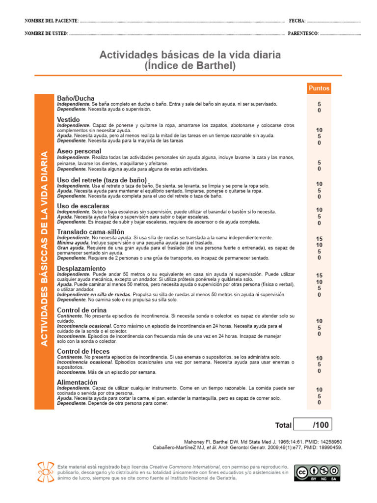 Escalas de Funcionalidad (Actividades de La Vida Diaria) | PDF