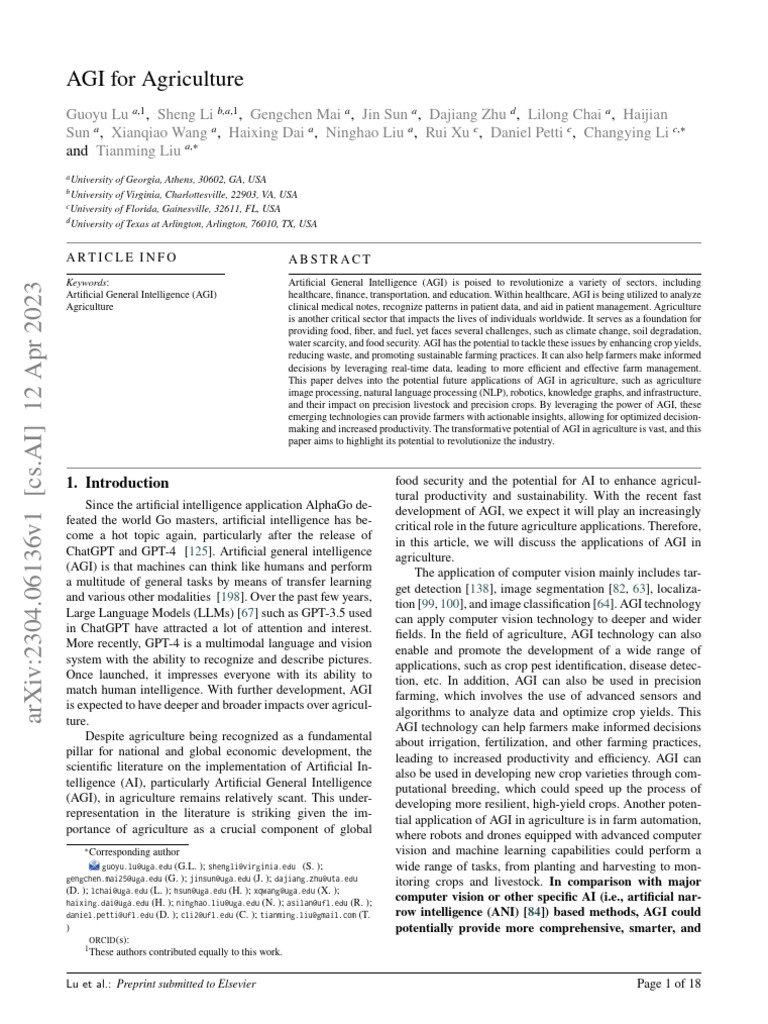 AGI For Agriculture | PDF