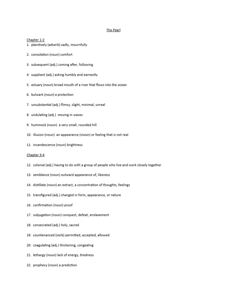 The Pearl Vocabulary 1 | PDF