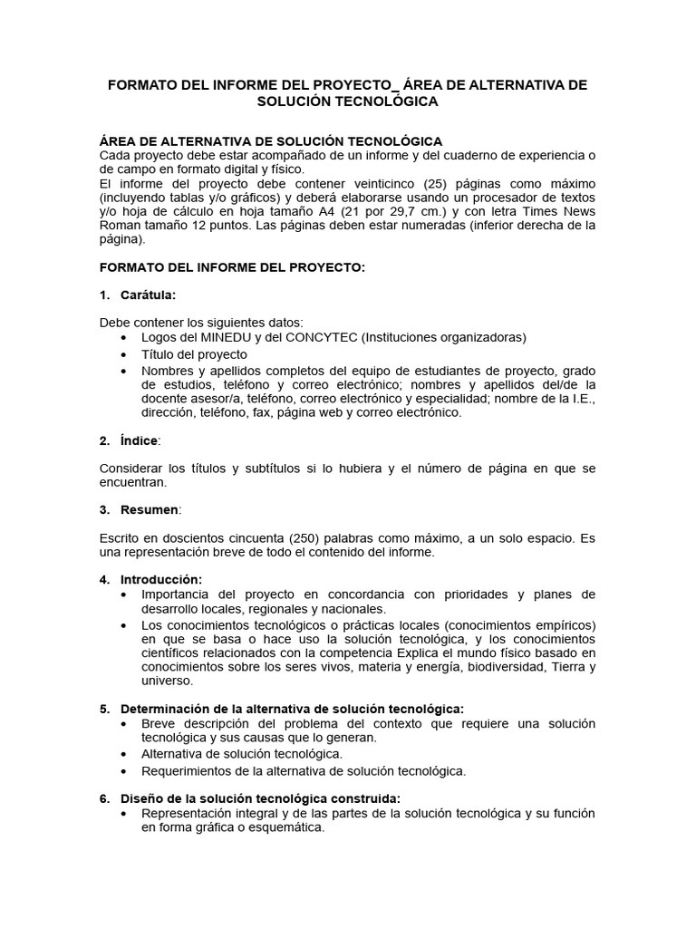 Formato Del Informe Del Proyecto - Área de Alternativa de Solución Tecnológica | PDF | Arte