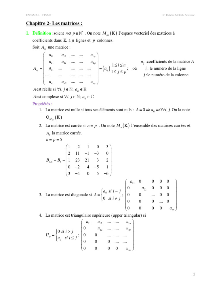 Cours2 Les Matrices | PDF