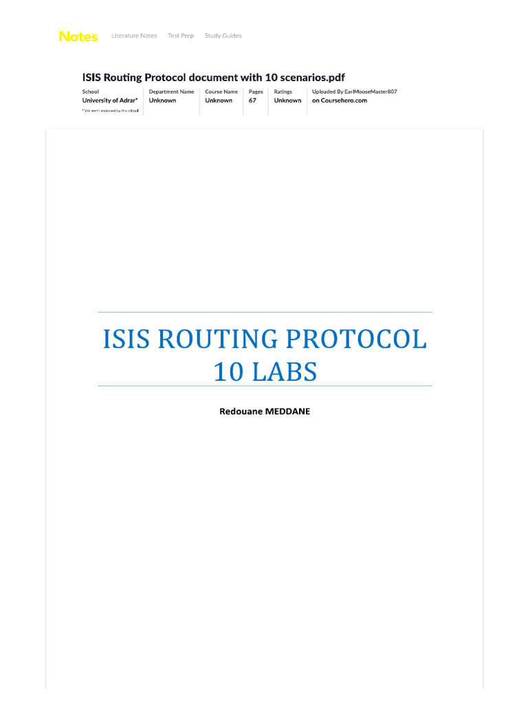 Is-Is Routing Protocol Document With 10 Scenarios | PDF