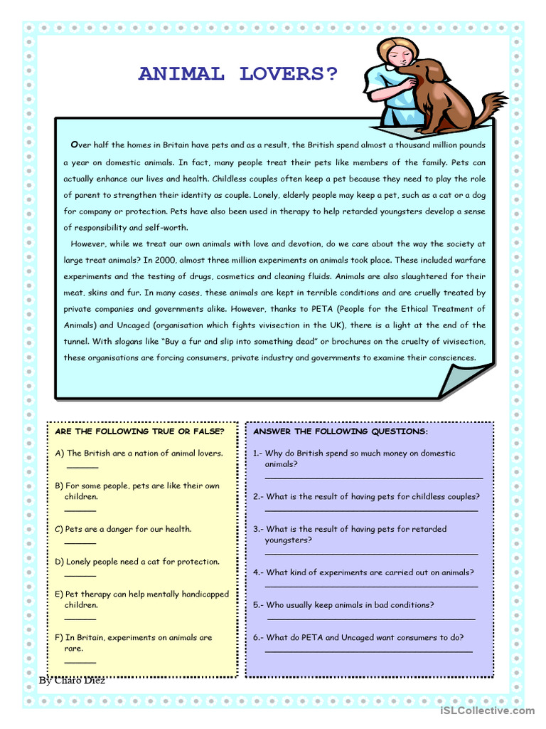 Reading Comprehension | Download Free PDF | Pet | People For The ...