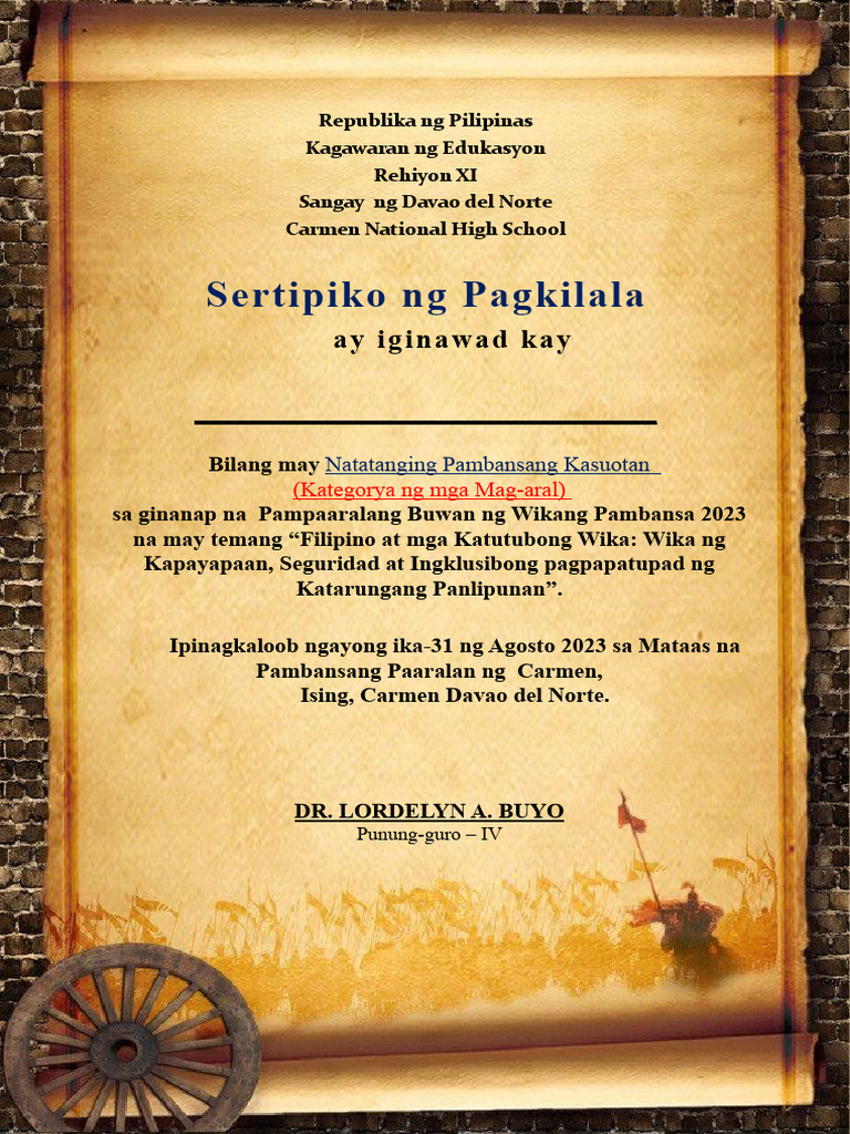 Sertipiko Para Sa Buwan Ng Wika 2025 Theme Prayer Of The Day Catholic