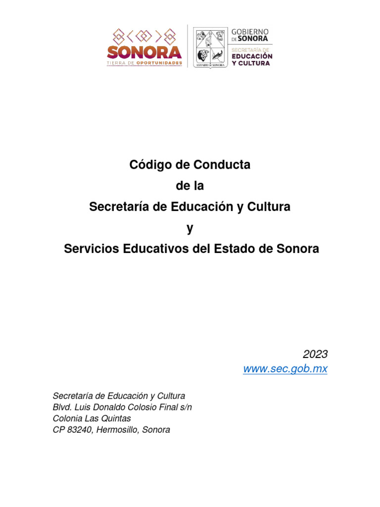 Codigo de Conducta SEC SEES | PDF | Crecimiento personal y profesional ...