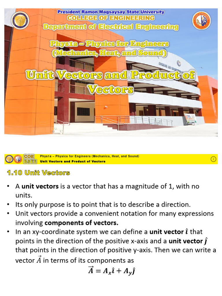 Unit Vectors and Product of Vectors | PDF