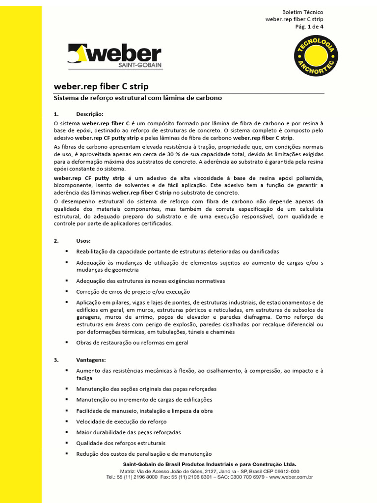 Weber - Rep Fiber C Strip | PDF | Tecnologia e Engenharia
