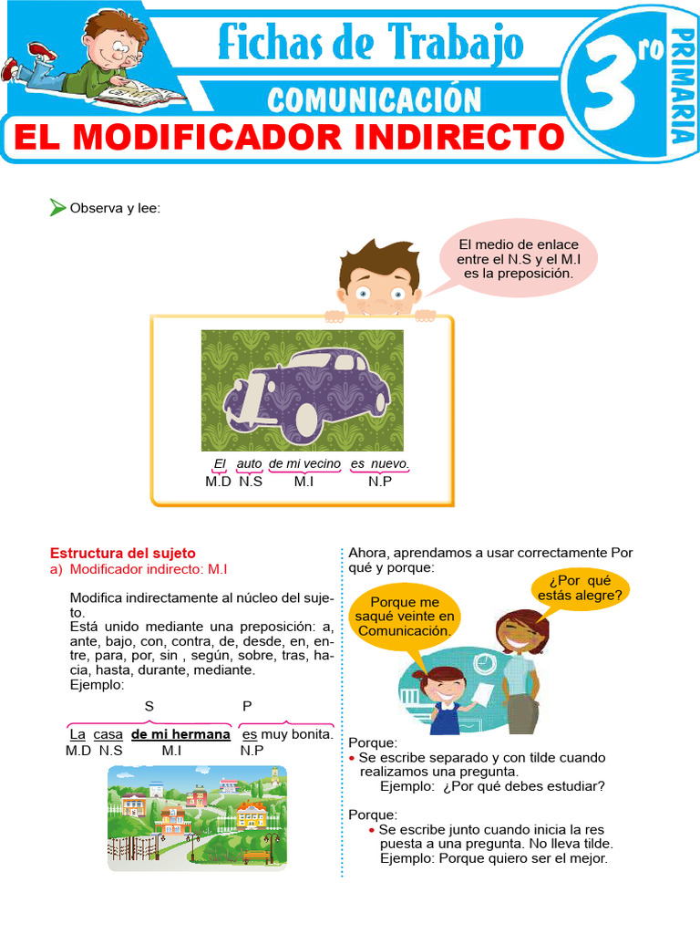 El Modificador Indirecto para Tercer Grado de Primaria | PDF