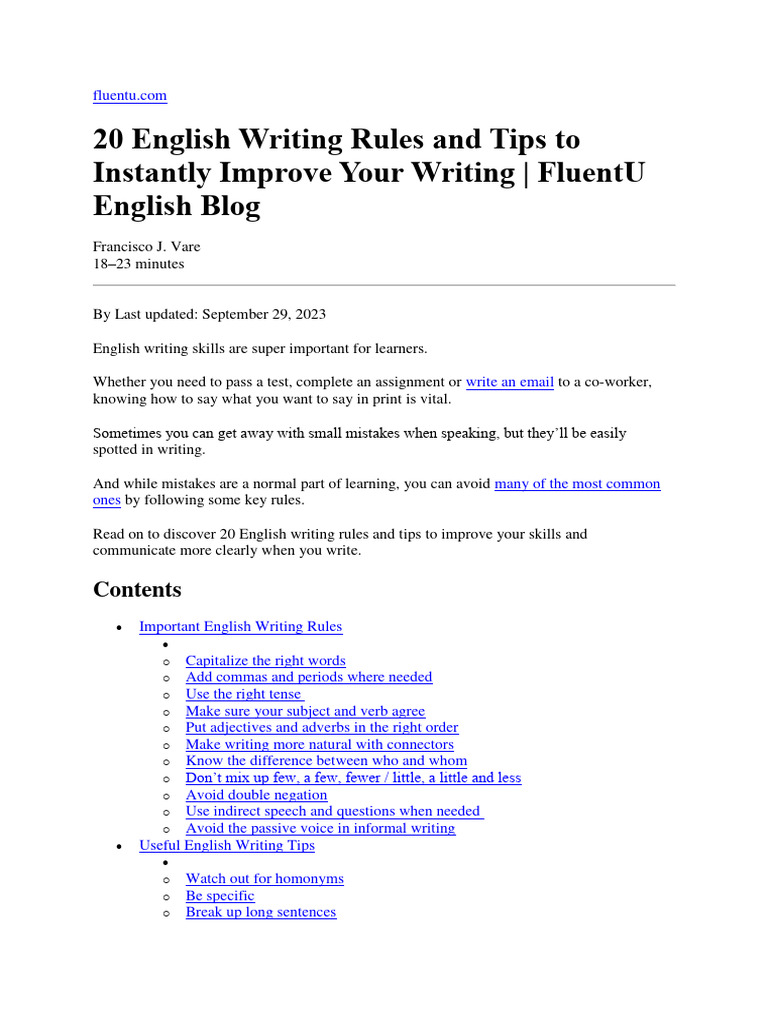 20 Essential English Writing Rules | PDF | Career & Growth | Language ...