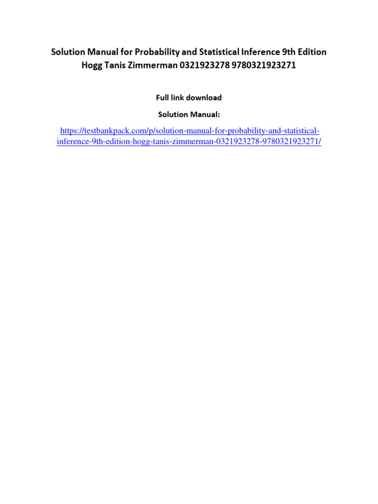 Solution Manual For Probability and Statistical Inference 9th Edition ...